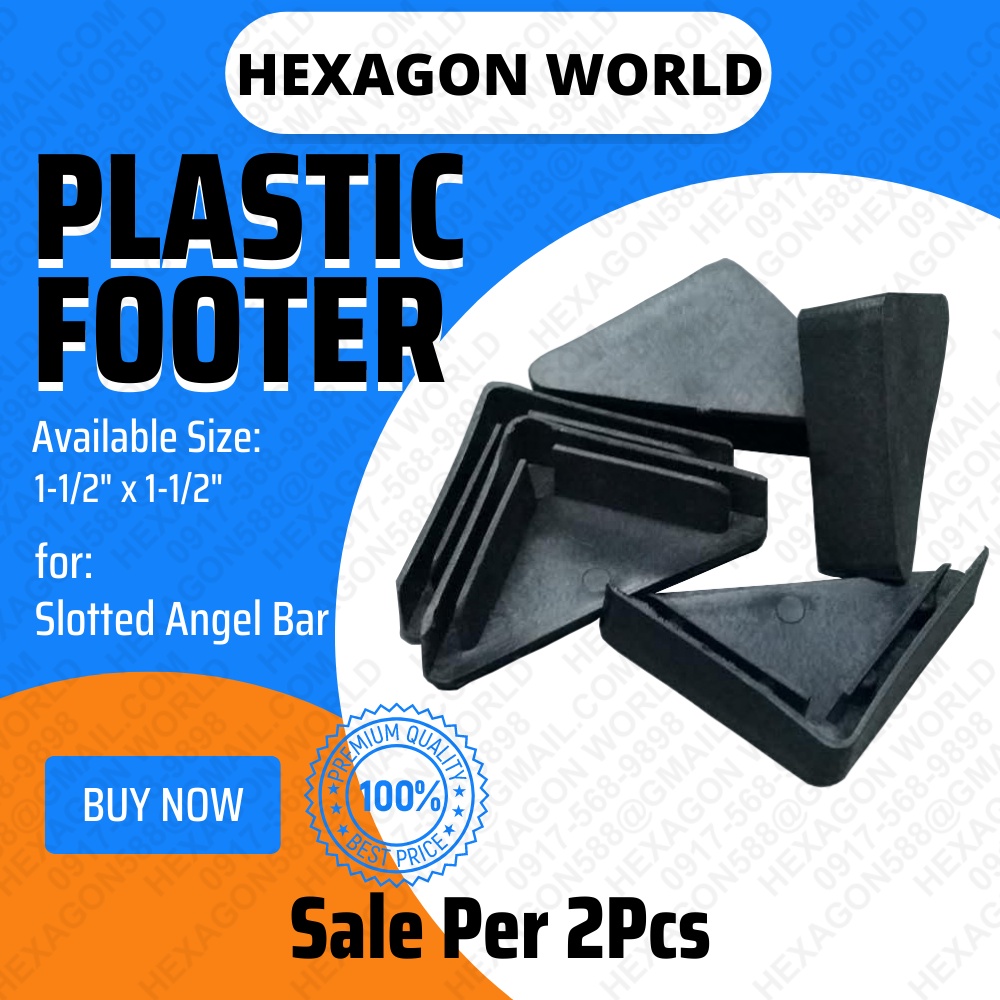 2Pcs Plastic Footer Black 1-1/2" x 1-1/2" for Slotted Angle Bar ...