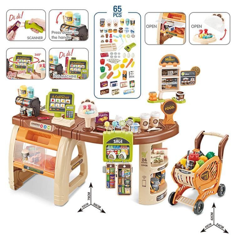 Minimart Set Pretend Play for kids / Supermarket Set toy 65pcs | Shopee ...