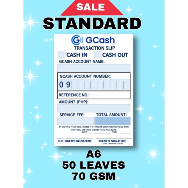 GCASH TRANSACTION SLIP | A6 | A7 STANDARD | Shopee Philippines