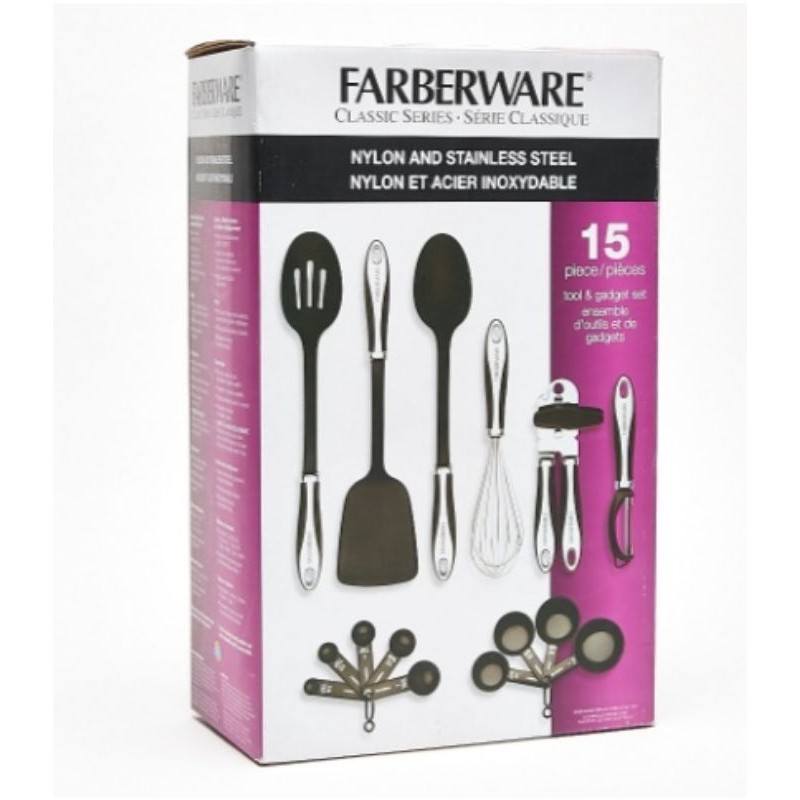 Farberware Nylon and Stainless Steel 15-Piece Kitchen Tool and Gadget ...