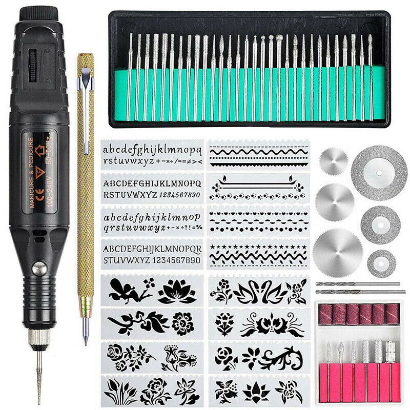 New 70pcs Micro Engraver Pen Engraving Kit Electric DIY Metal Glass ...