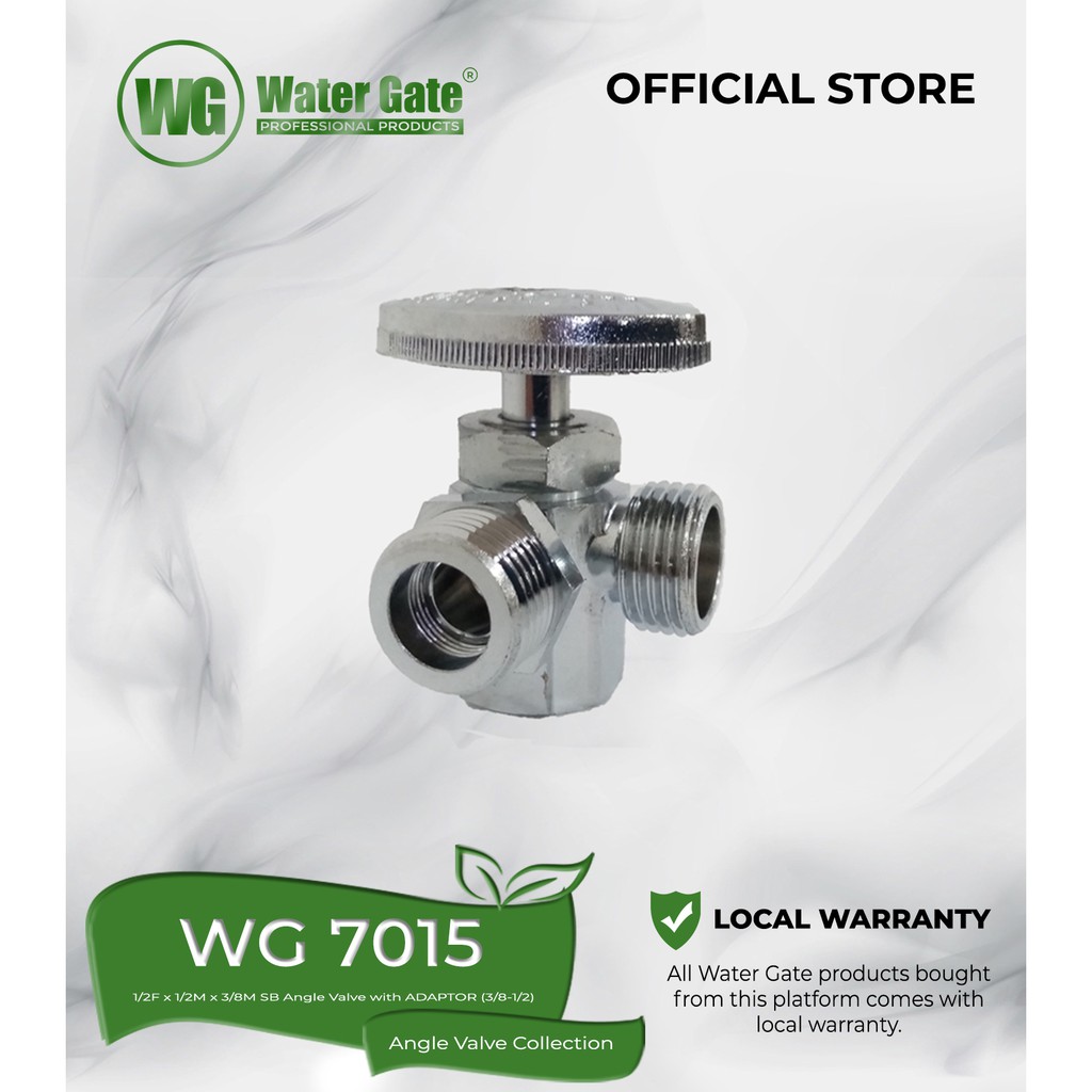 1/2F x 1/2M x 3/8M Solid Brass Angle Valve with ADAPTOR (3/8-1/2 ...