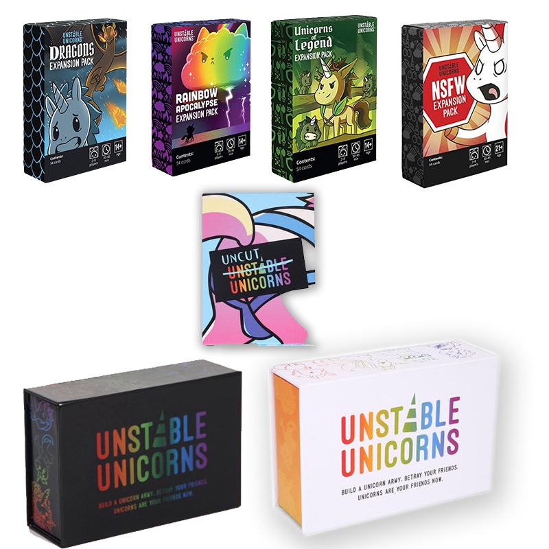 Unstable Unicorns Base Game Board Game Party Card Game with 5 Expansion ...