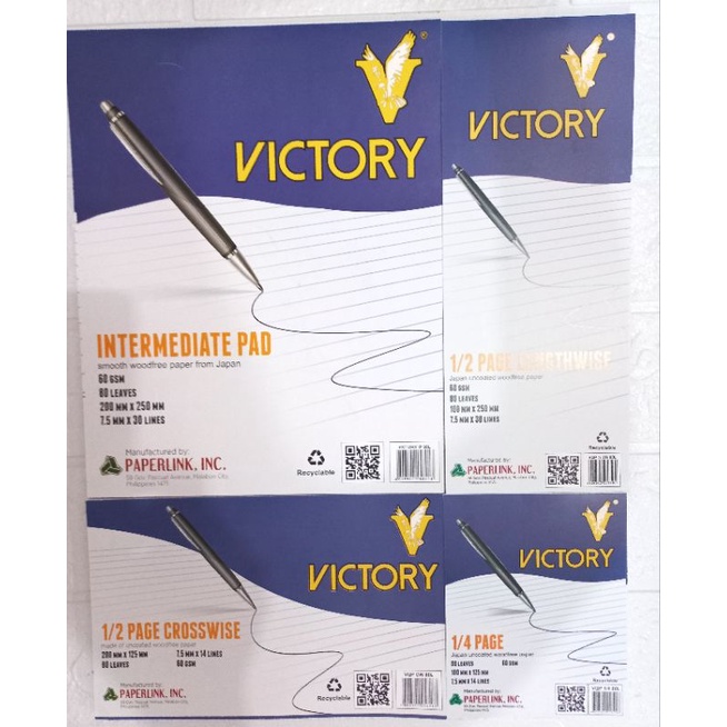 Victory Writing Pad Set - Set of Long Pad, Crosswise, Lengthwise & ¼ ...