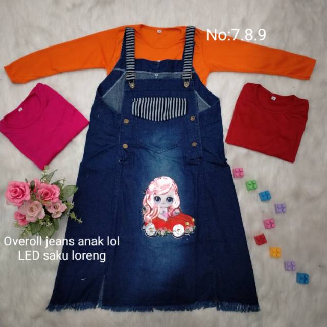 Overoll jeans For Children Pocket LED lol no: 7.8,9 | Shopee Philippines