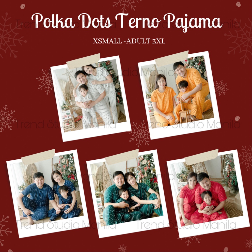 (HOLIDAY 3) Polka dots family terno pajama couple Christmas New Year matchy outfit set sleepwear ...