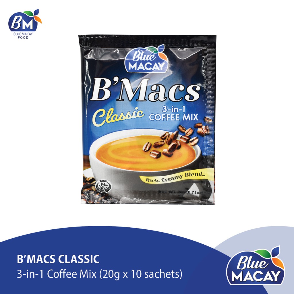 Blue Macay B'Macs 3-in-1 CLASSIC Coffee Mix 10 SACHET/ BUNDLE | Shopee ...