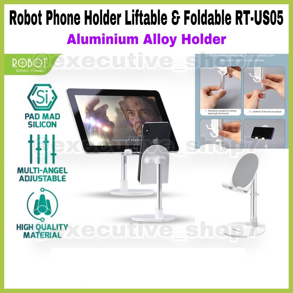 Robot Phone Holder Liftable & Foldable RT-US05 - Aluminum Alloy Holder | Shopee Philippines