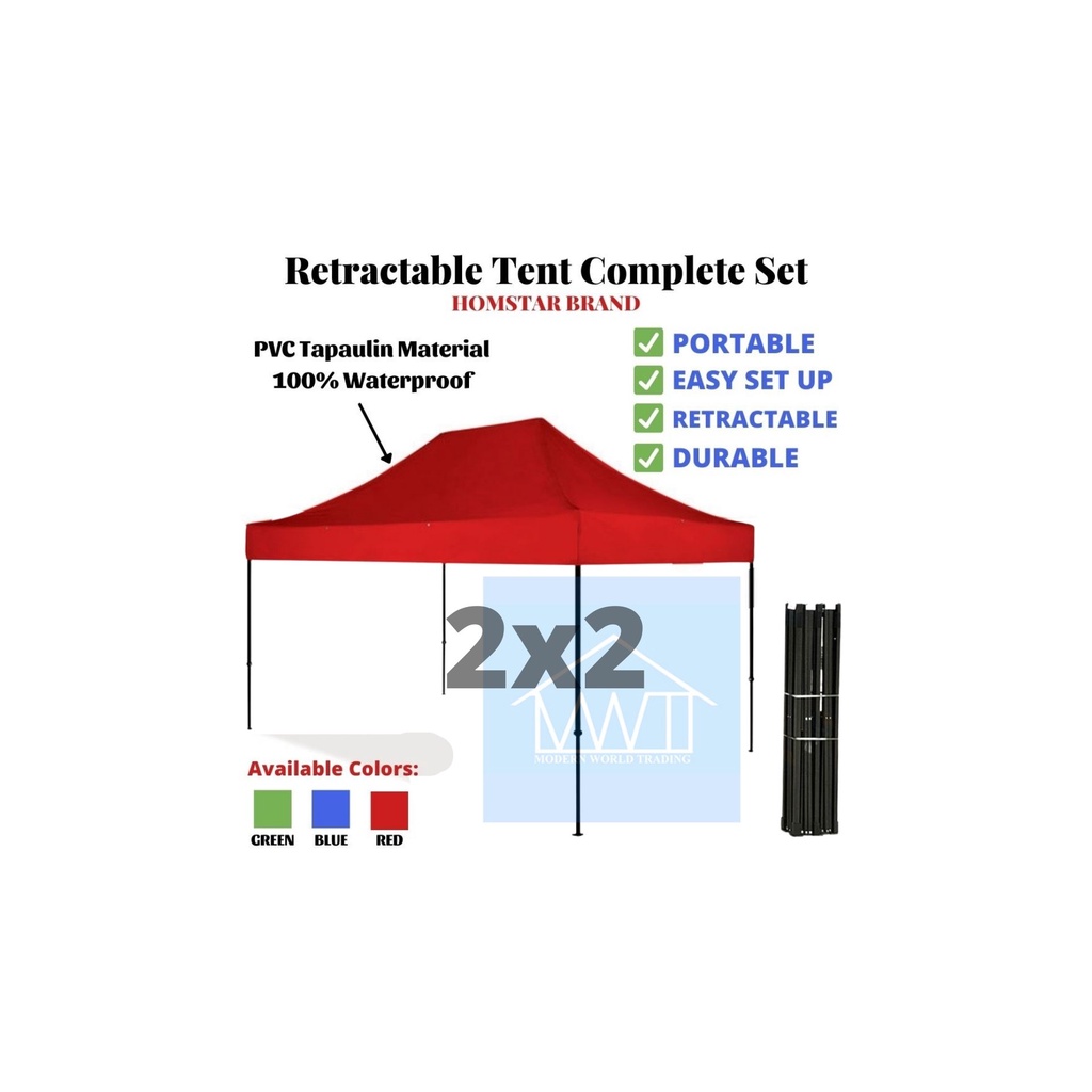 Tent 2x2 meter Retractable Tent Heavy Duty Adjustable Complete Set ...