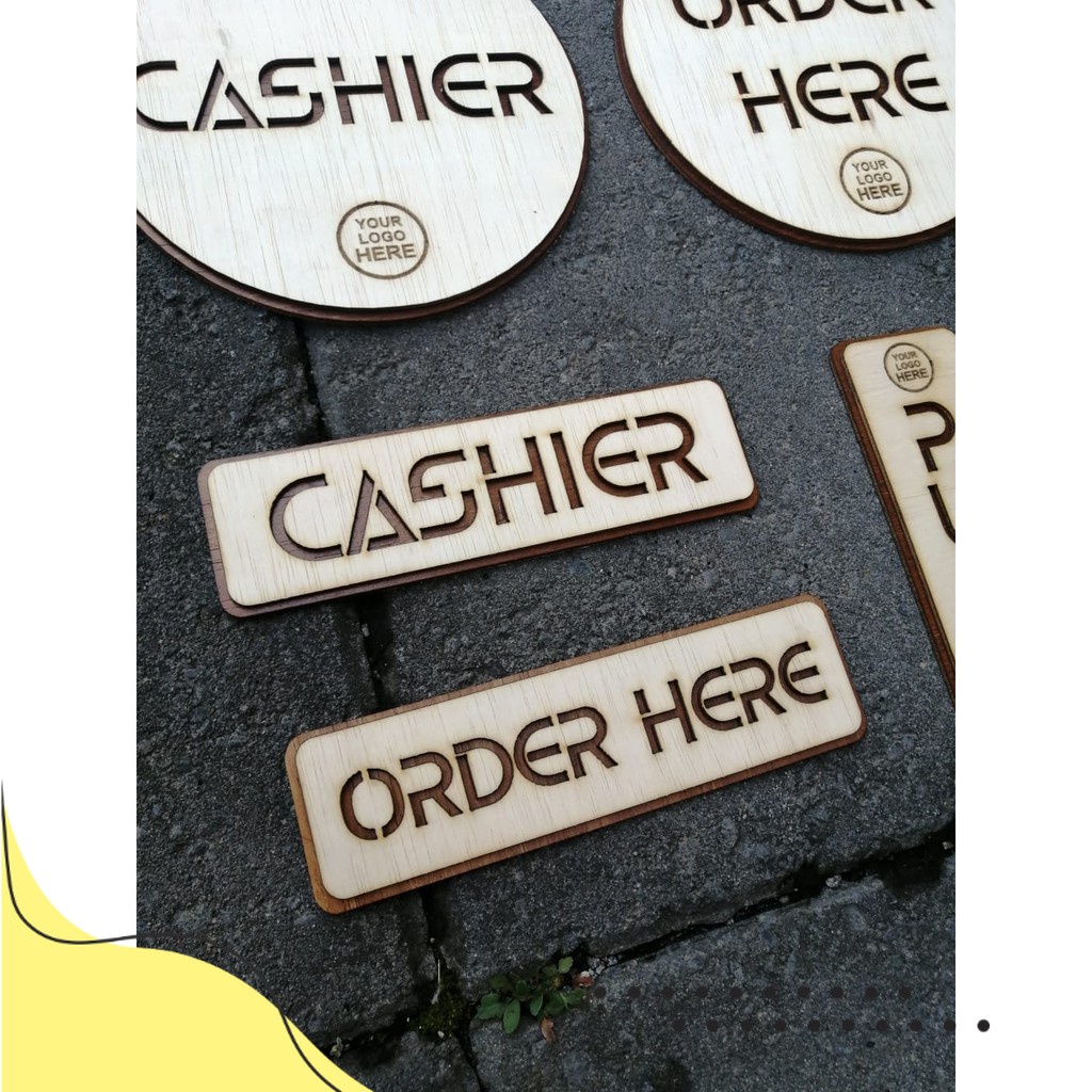 KAYU Signage Order Here Cashier Wood Custom Logo | Shopee Philippines
