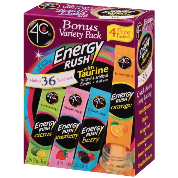 4C Energy Rush with Taurine Variety Pack Drink Mix, 18 Count | Shopee ...
