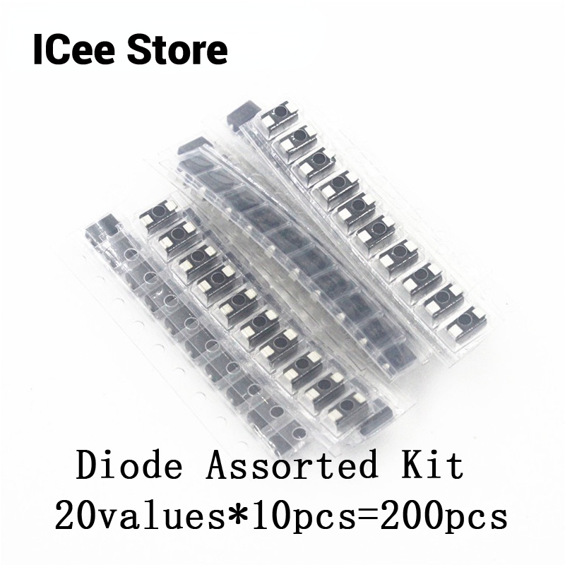 200Pcs SMD Diode Kit Assorted Kit SS110 SS220 SS210 SS310 SS510 SS16 ...
