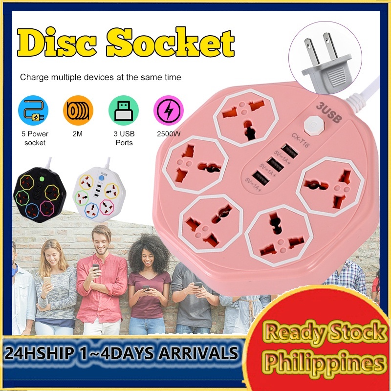 Power Socket Extension Outlet With 3 USB Ports Multi Plug Electric ...