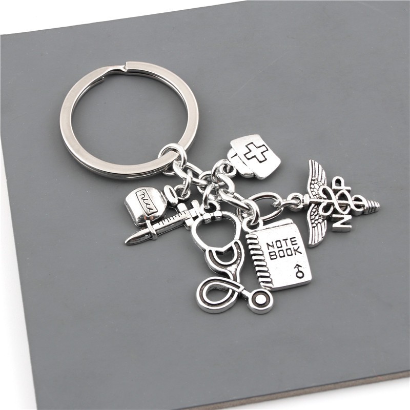 Medical Syringe Stethoscope KeyChain Nurse Cap NoteBook Keyholder ...