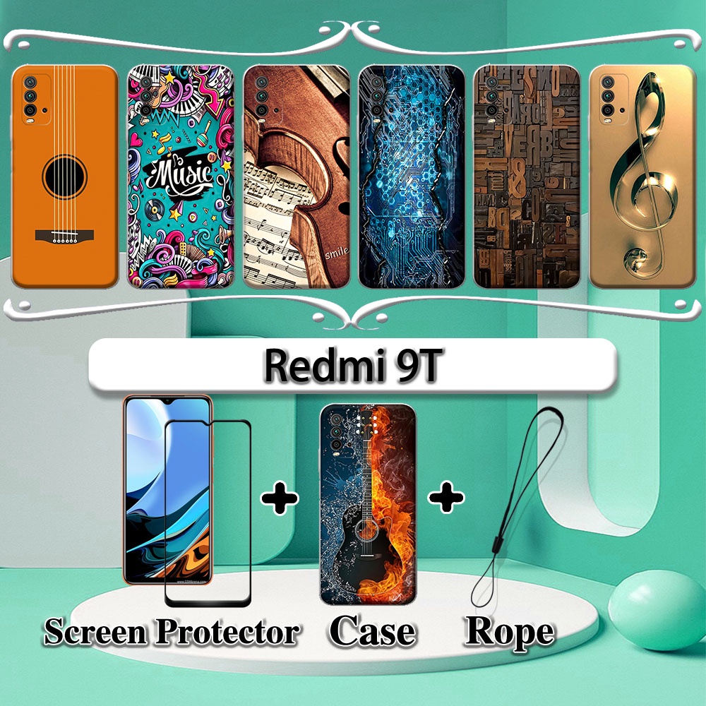 2 IN 1 Redmi 9T Case with Tempered Glass Curved Ceramic Screen ...