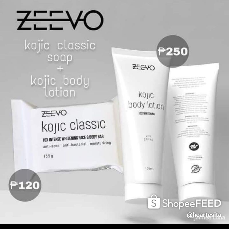 Zeevo Kojic Lotion & Soap 10x WHITENING (WITH FREEBIE) | Shopee Philippines