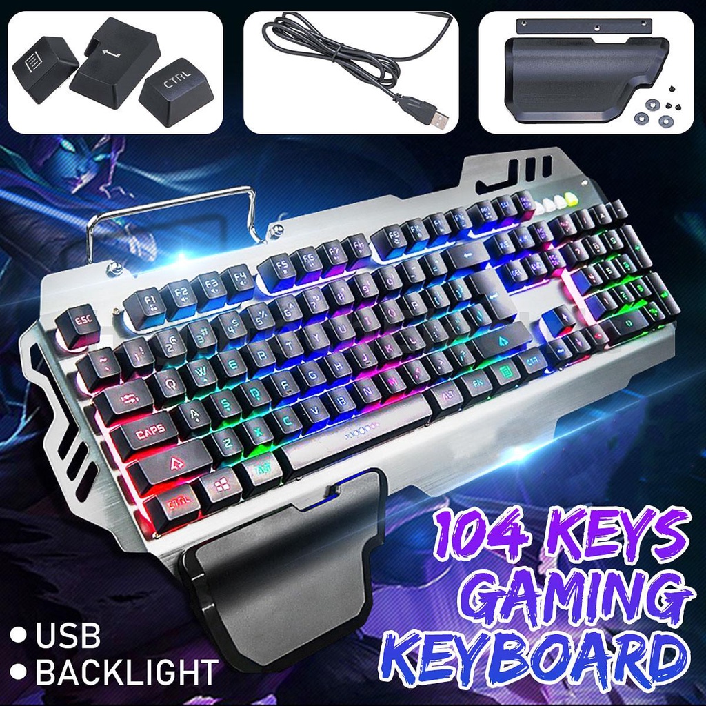104 Key Wired RGB Gaming Keyboard laser Wired Membrane Keys for PC ...