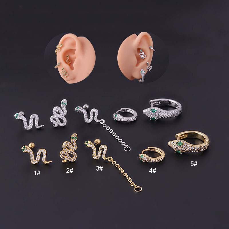 1 Piece Snake Shape Stud Hoop Earrings Helix Rook Piercing 20gauge ...