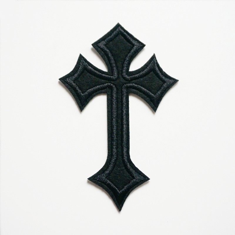 Black Embroidery Punk Cross Sew Iron On Patch Badge Bags Hat Jeans ...