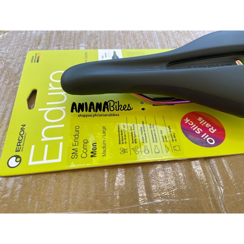 Ergon SM Enduro Comp Men Saddle, Stealth with Oil Slick Rails S/M, M/L ...