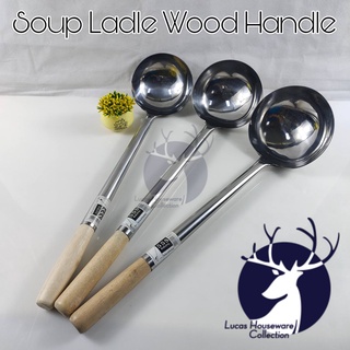 1PC HIGH QUALITY LONG HANDLE LADLE AND SIENSE WITH WOOD HANDLE (COOKING ...