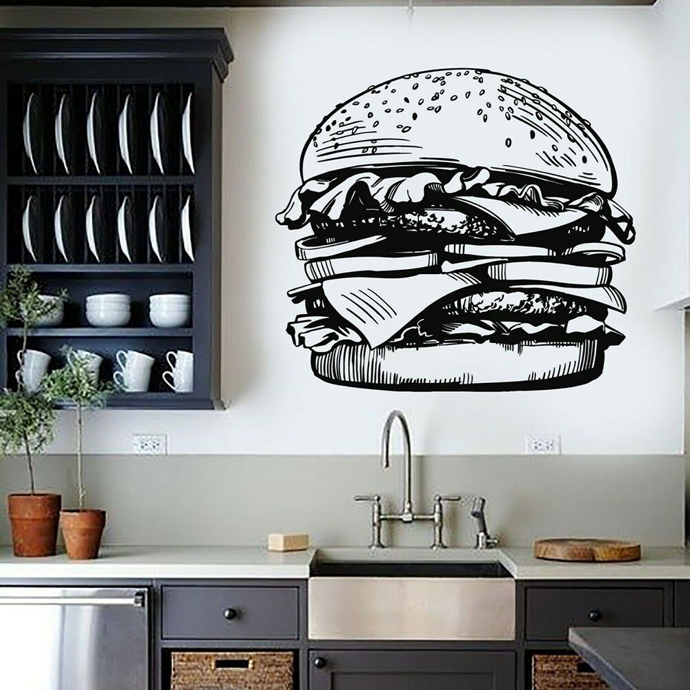 Fast Food Sign Window Stickers Hamburger Rapid Delicious Food Vinyl ...