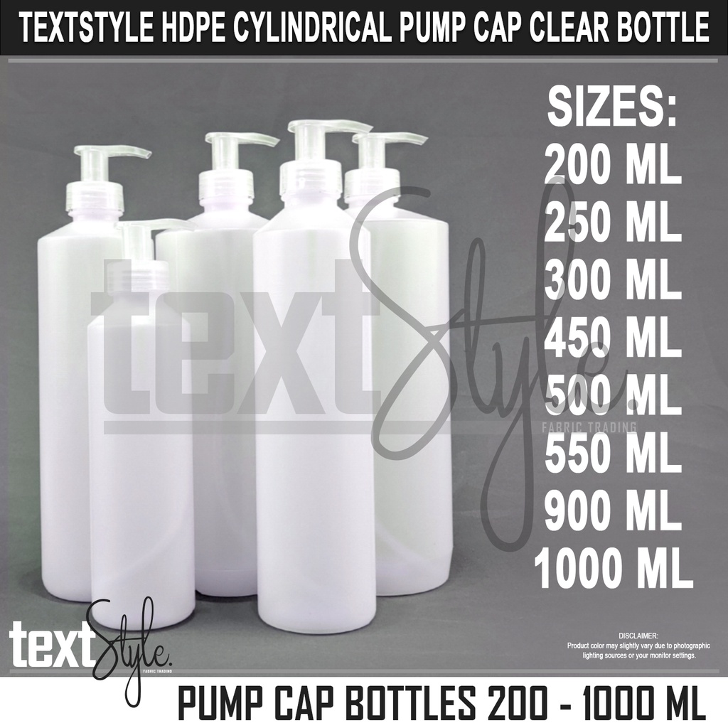 TextStyle HDPE Cylindrical CLEAR Plastic PUMP with Container White ...