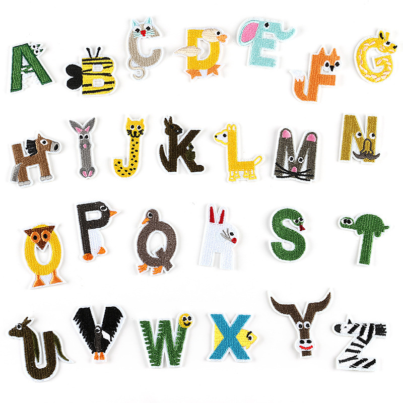 Cartoon embroidered cloth wholesale 26 letters of the alphabet stickers ...