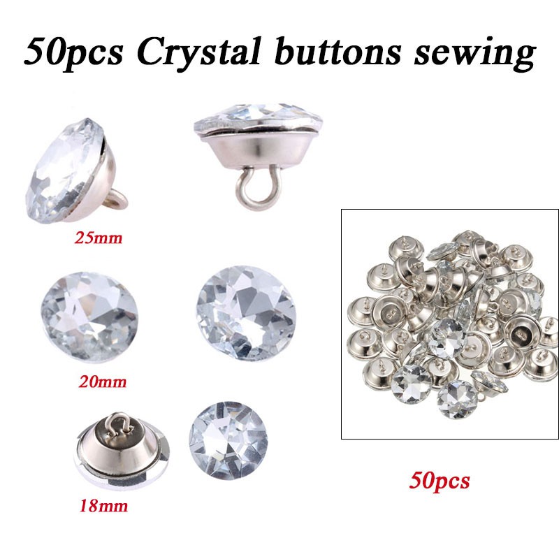 50pcs Crystal buttons sewing craft soft bag buckles gemstone button ...