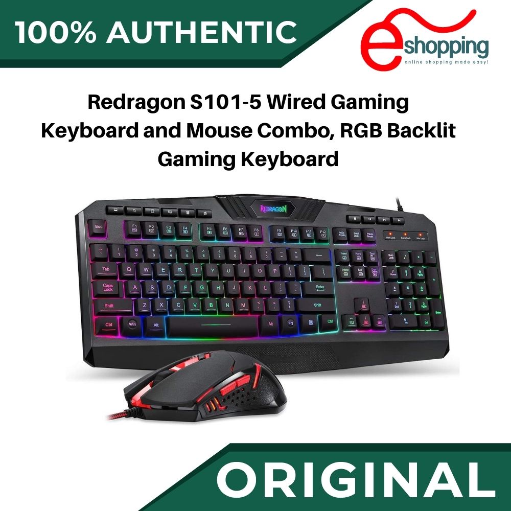 Redragon S101-5 Wired Gaming Keyboard and Mouse Combo, RGB Backlit ...
