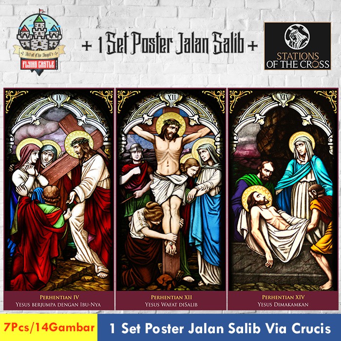 HIASAN DINDING Wall Hanging Picture Poster Set Road Cross Via Crucis ...