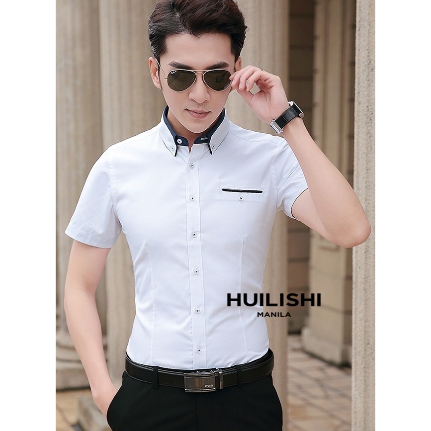 Huilishi High Quality Korean Fashion Short Sleeve Mens Shirt Shopee