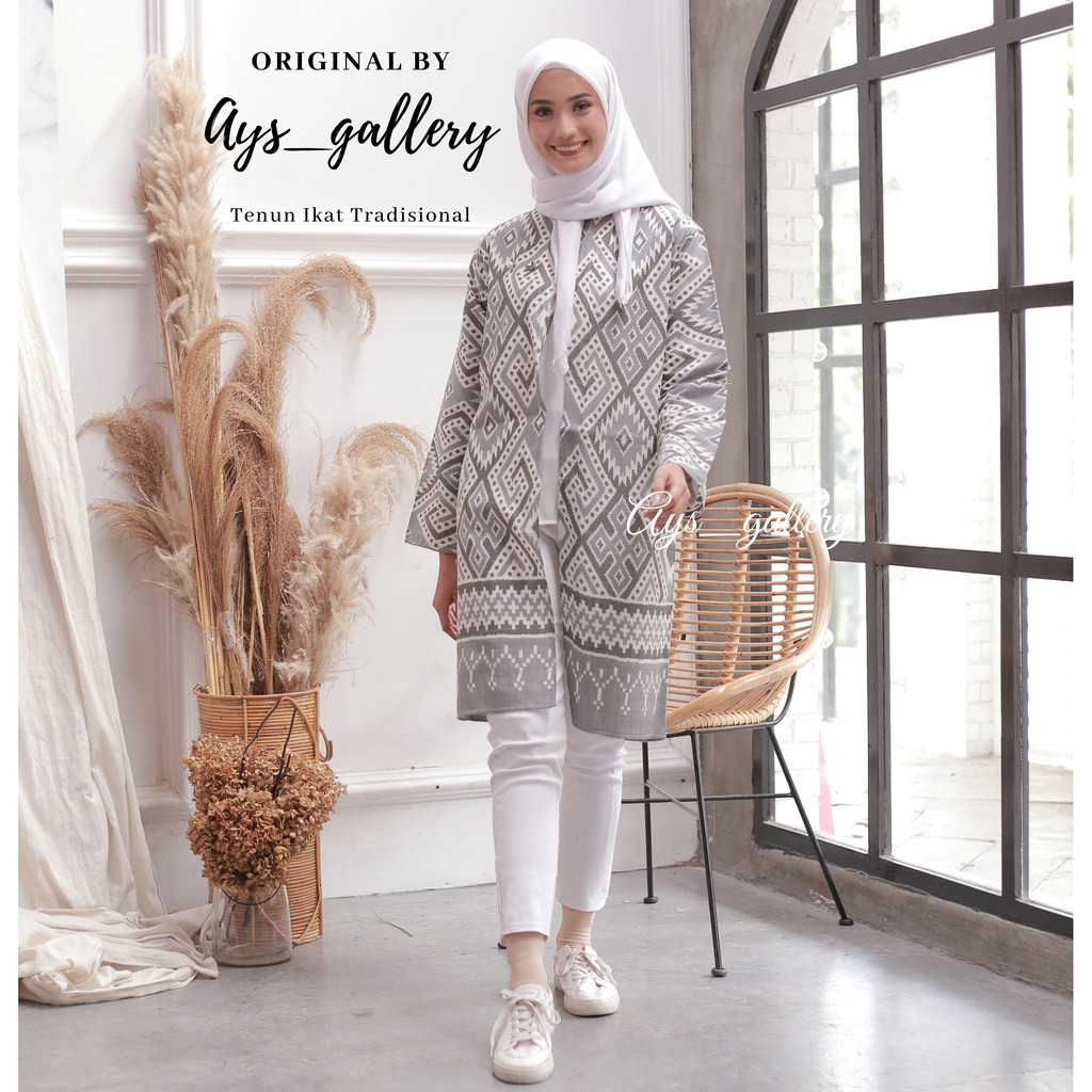 Original TRADITIONAL TIE WOVEN LONG OUTER ( TORAJA GRAY SERIES ...