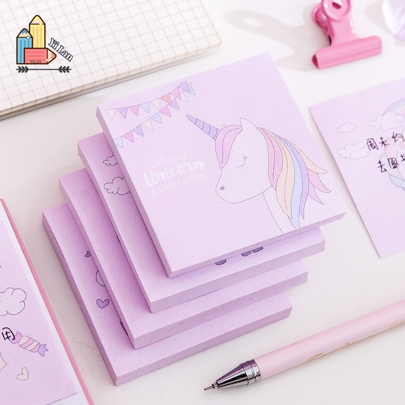 Cute Purple Unicorn Sticky Note Creative Message Memo Note Paper Office ...