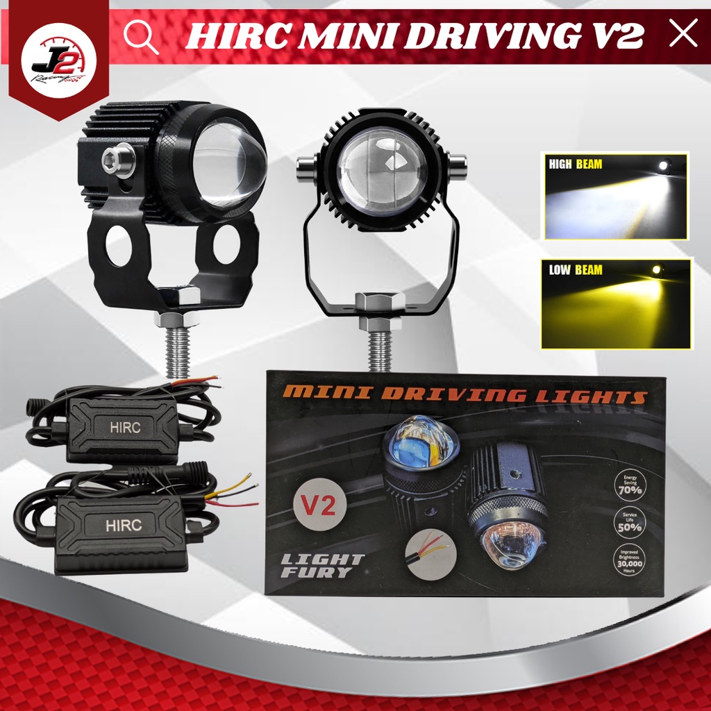 MOTORCYCLE HIRC MINI DRIVING LIGHT V2/V3 WHITE=YELLO=WHITE | Shopee ...