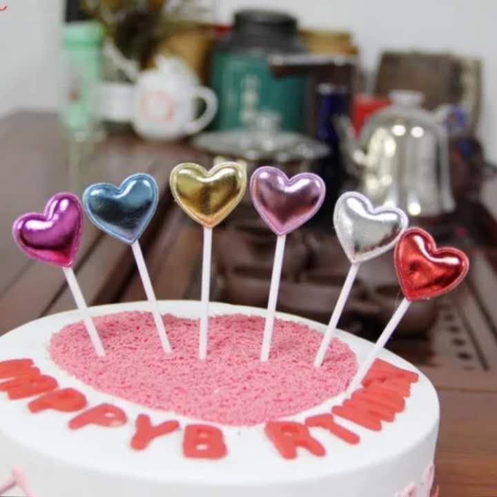PU glossy leather heart set cake topper plug-in baking props dessert ...