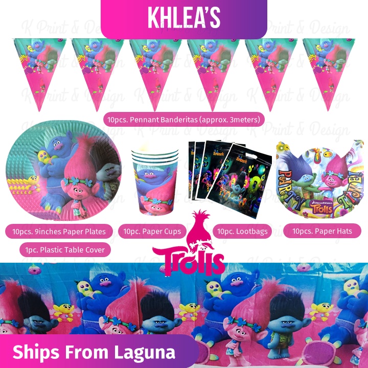 51pcs. Trolls Birthday Party Theme Tableware Decorations Set | Shopee ...