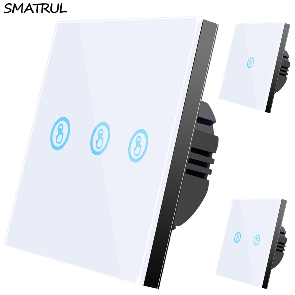 SMATRUL Touch Wall Switch Light Led Lamp Crystal Glass Screen Panel 1 2 ...