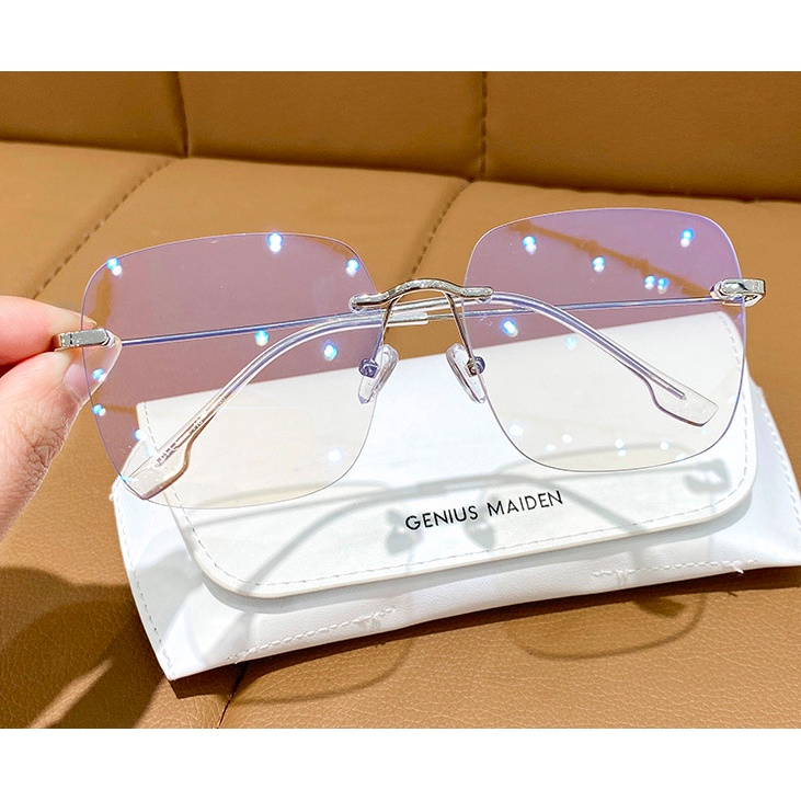 Rimless Elegant Quality Glasses Anti Blue Fashionable Spectacles Big ...