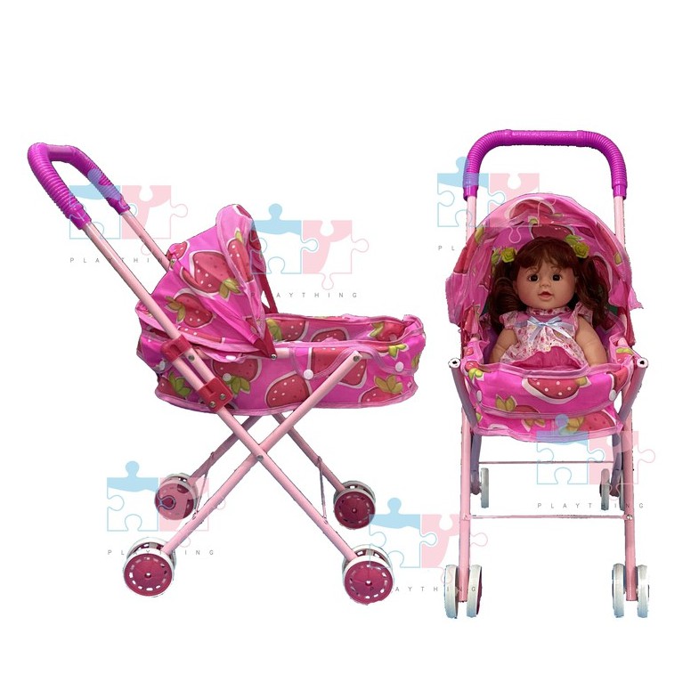 BABY DOLL WITH SOUNDS AND METAL STROLLER CUTE RUBBER DOLLS STROLLERS ...