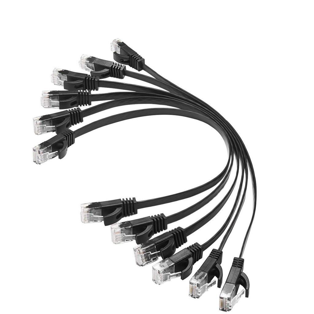 6 Pcs 1 Ft Flat Internet Network Cable Solid Cat6 High Speed Patch Lan ...