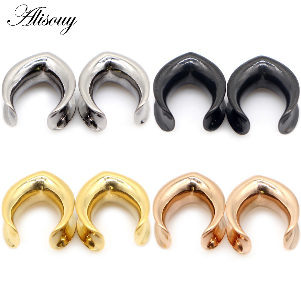 Alisouy 2PCS 6mm-30mm Water Drop Glossy Stainless Steel Ear Plugs ...