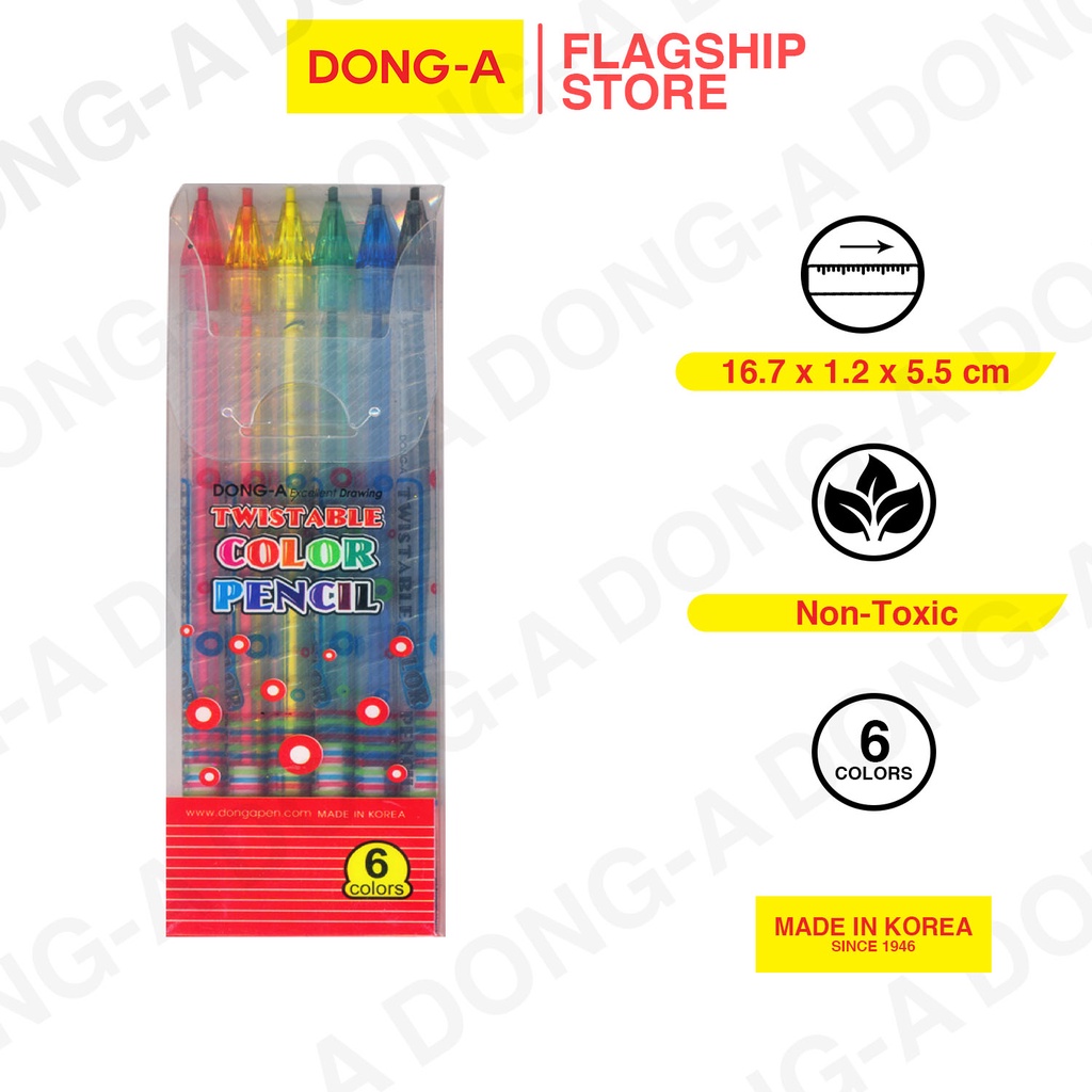 Dong-A Twistable Color Pencil 6 colors 115521 | Shopee Philippines
