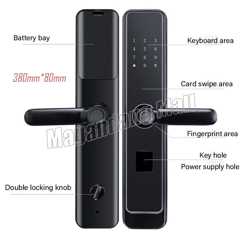 TUYA 9in1 Smart Door Lock Anti-Theft Fingerprint Digital Password Lock ...