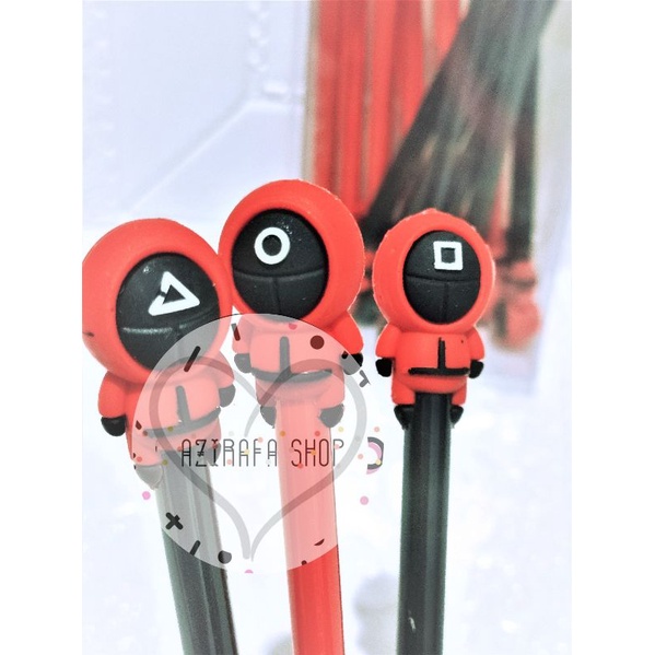 HITAM 1 Dozen squid game Pens Black Color Ink gel Pens Character squid ...