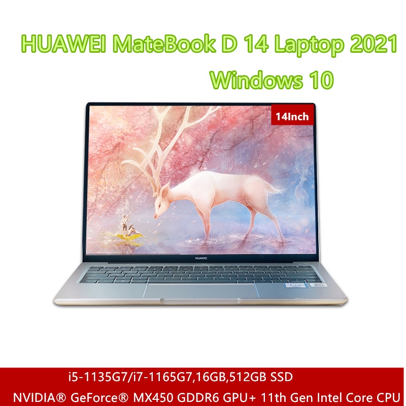 Original HUAWEI MateBook D 14 2021 Laptop 14 inch Intel Core i5-1135G7/i7-1165G7 16GB DDR4 512GB ...