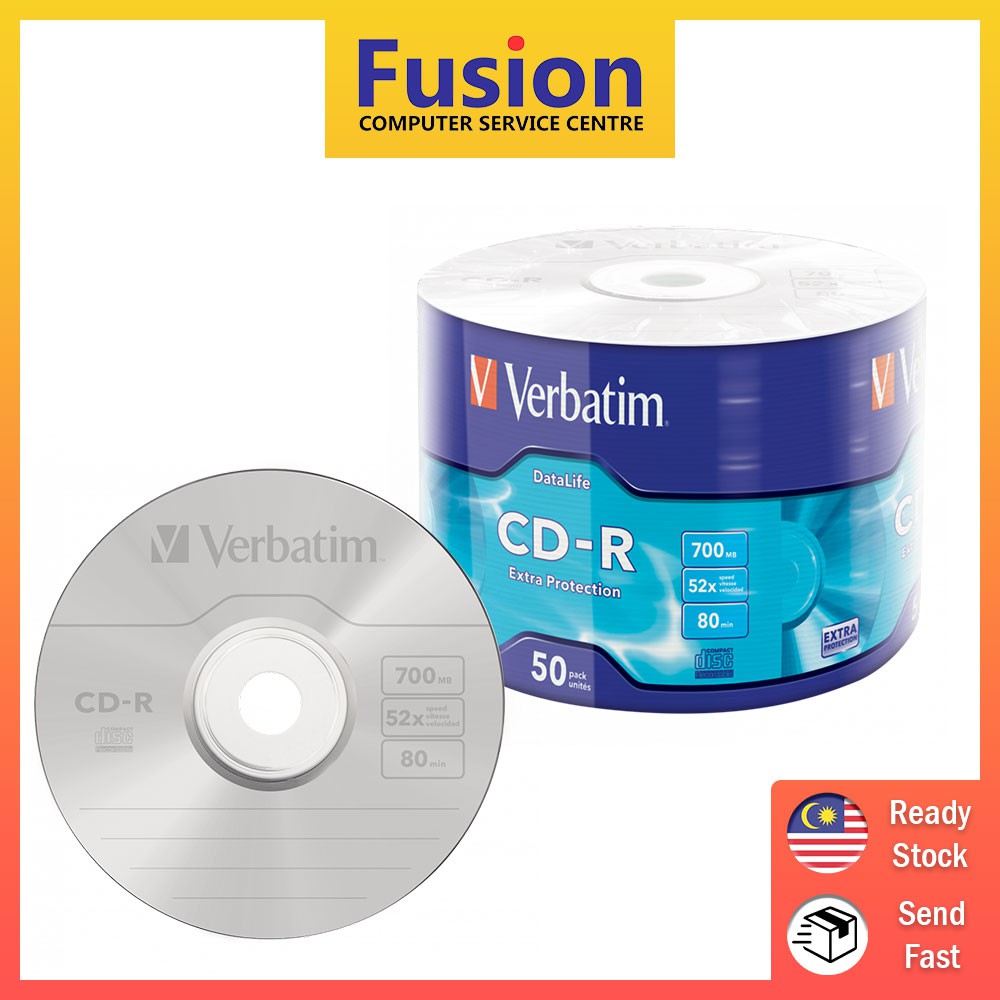 VERBATIM DATA LIFE CD-R EXTRA PROTECTION 700 MB 80 MIN 52X Blank Disc Burnable CD CDR Kosong ...
