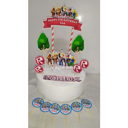 customized photo printed cake toppers roblox tree theme | Shopee ...