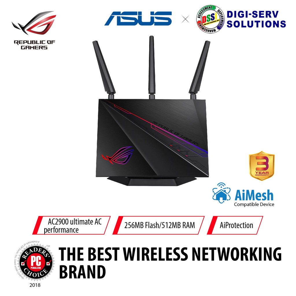 Asus ROG Rapture GT-AC2900 Wi-Fi Gaming Router with Triple-level Game ...