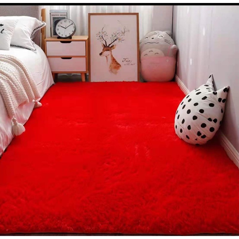 Red 80cm x 120cm Home Living Fluffy Rugs Shaggy Dining Room Floor Home ...